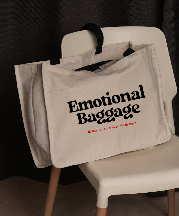 Emotional Baggage Tote White – Tote-ally Relatable